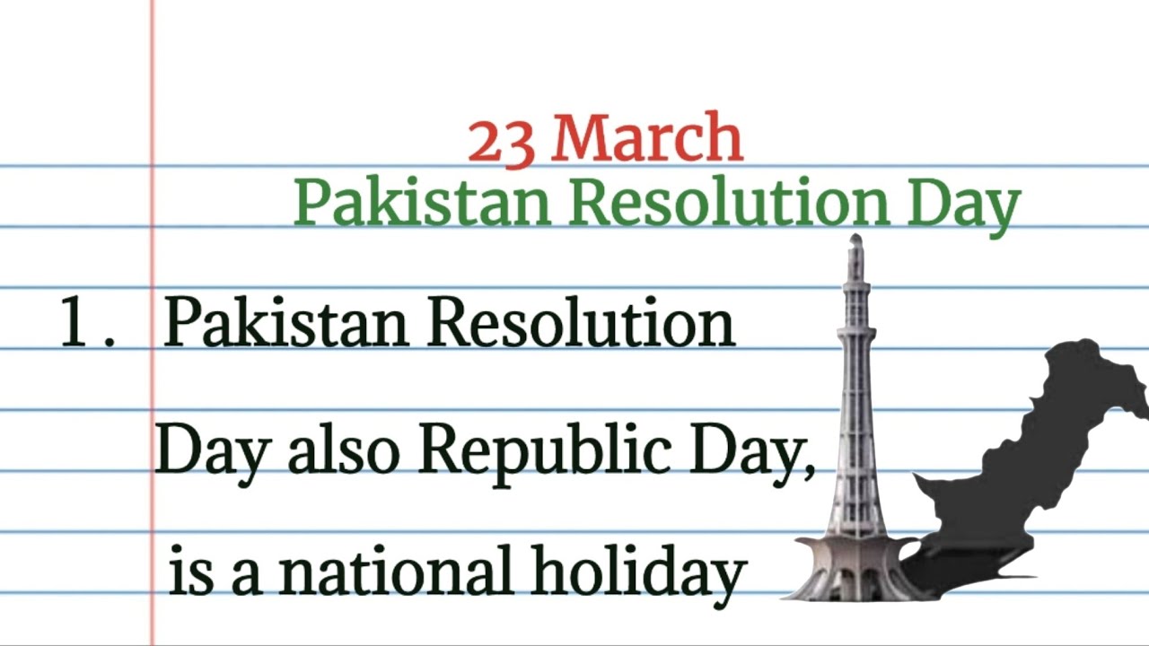 23 March Pakistan Resolution Day | easy 10 lines Pakistan Day ...