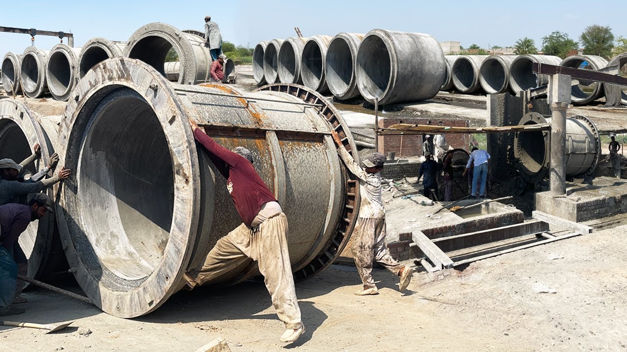 Incredible Process of Giant Concrete Super Pipes Manufacturing in Factory | Pipe Making Factory ...