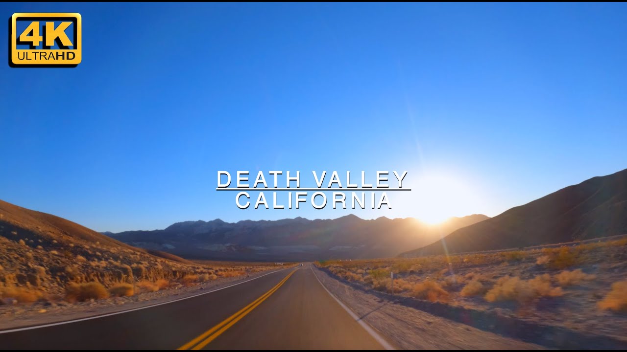 Death Valley in California, Drive through Death Valley at sunset ...