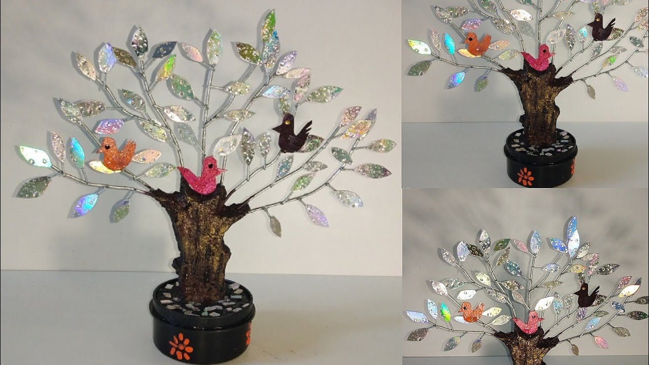 2020 best out of waste CD's tree made of waste CD's - YouTube