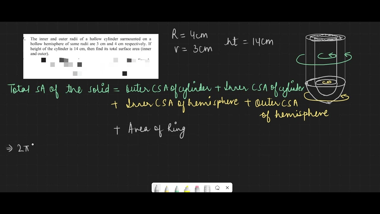 CBSE 10 24-25 IMPORTANT QUESTION ON TSA OF A HOLLOW SOLID CYLINDER ...