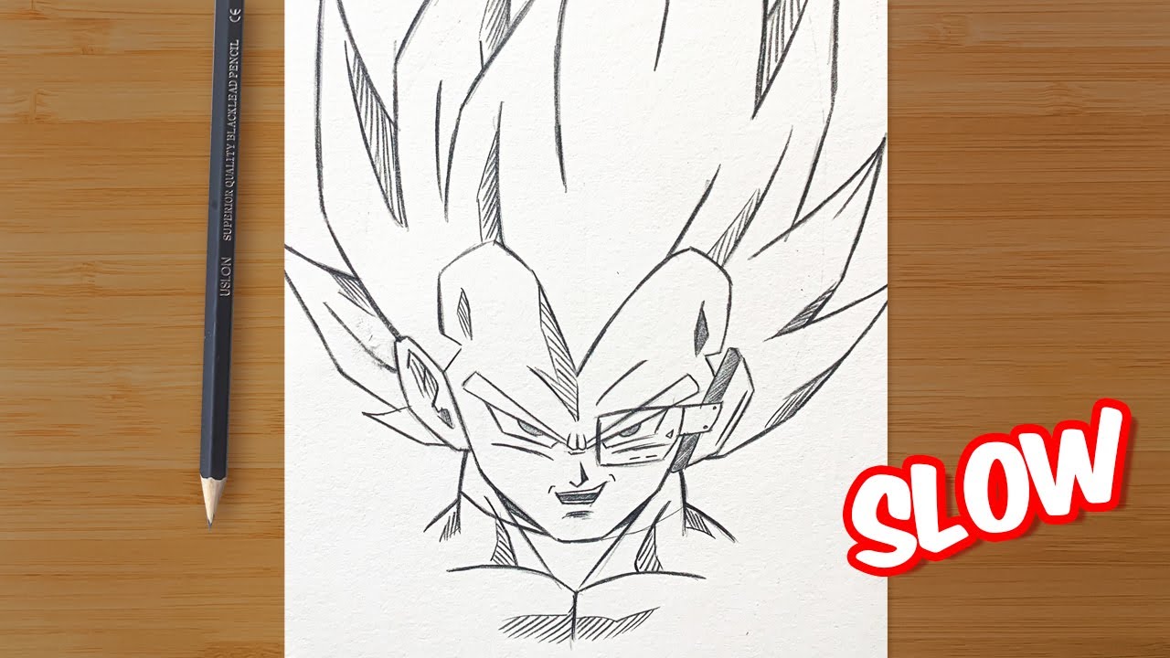 How to DRAW VEGETA with SCOUTER 🎨 Step by Step with Pencil SLOW - YouTube