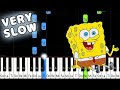 Spongebob Theme Song - VERY SLOW EASY Piano Tutorial [animelovemen ...