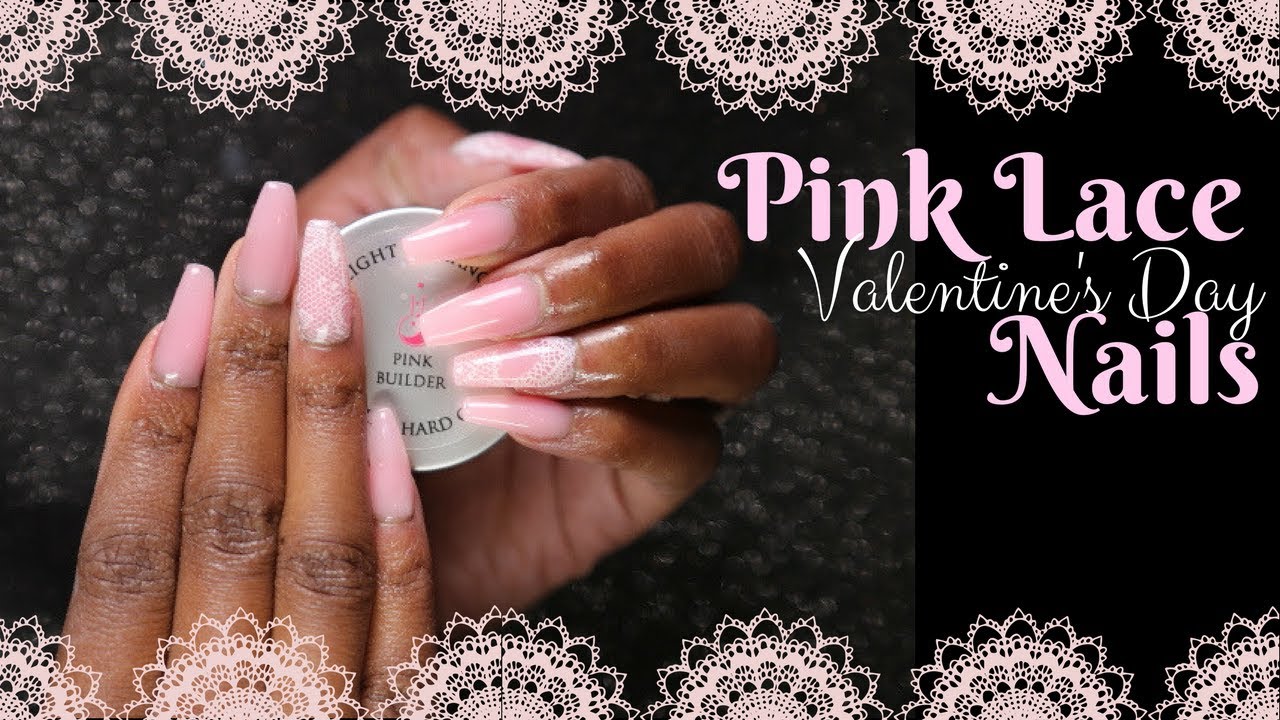 Pink Lace Valentine's Day Nails | Patrice Nailed It! - YouTube