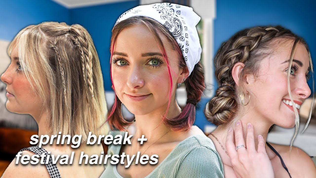3 Spring Break + Coachella Hairstyles *easy festival hair* - YouTube
