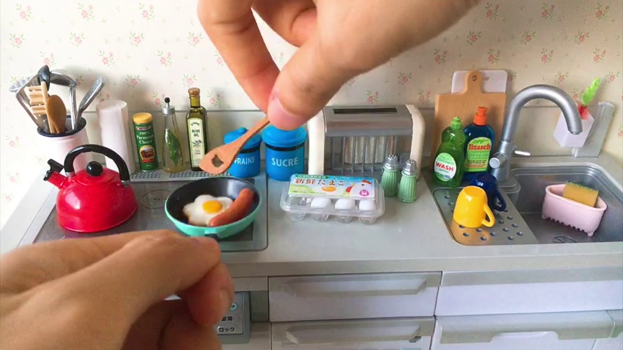 Re-ment Mini Kitchen | Toy Miniatures | Mini Toy Food Cooking | Egg ...