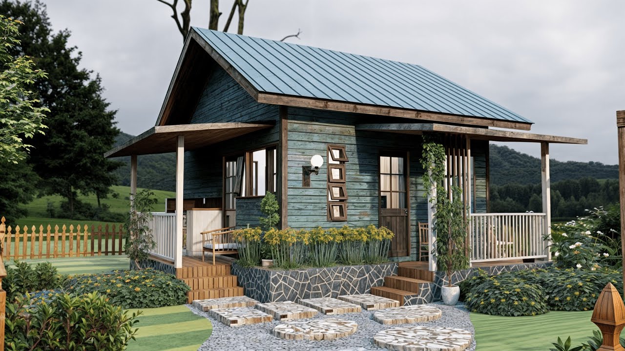 Effortlessly Cozy: 5x6m Small Stone & wood House with Timeless Appeal ...