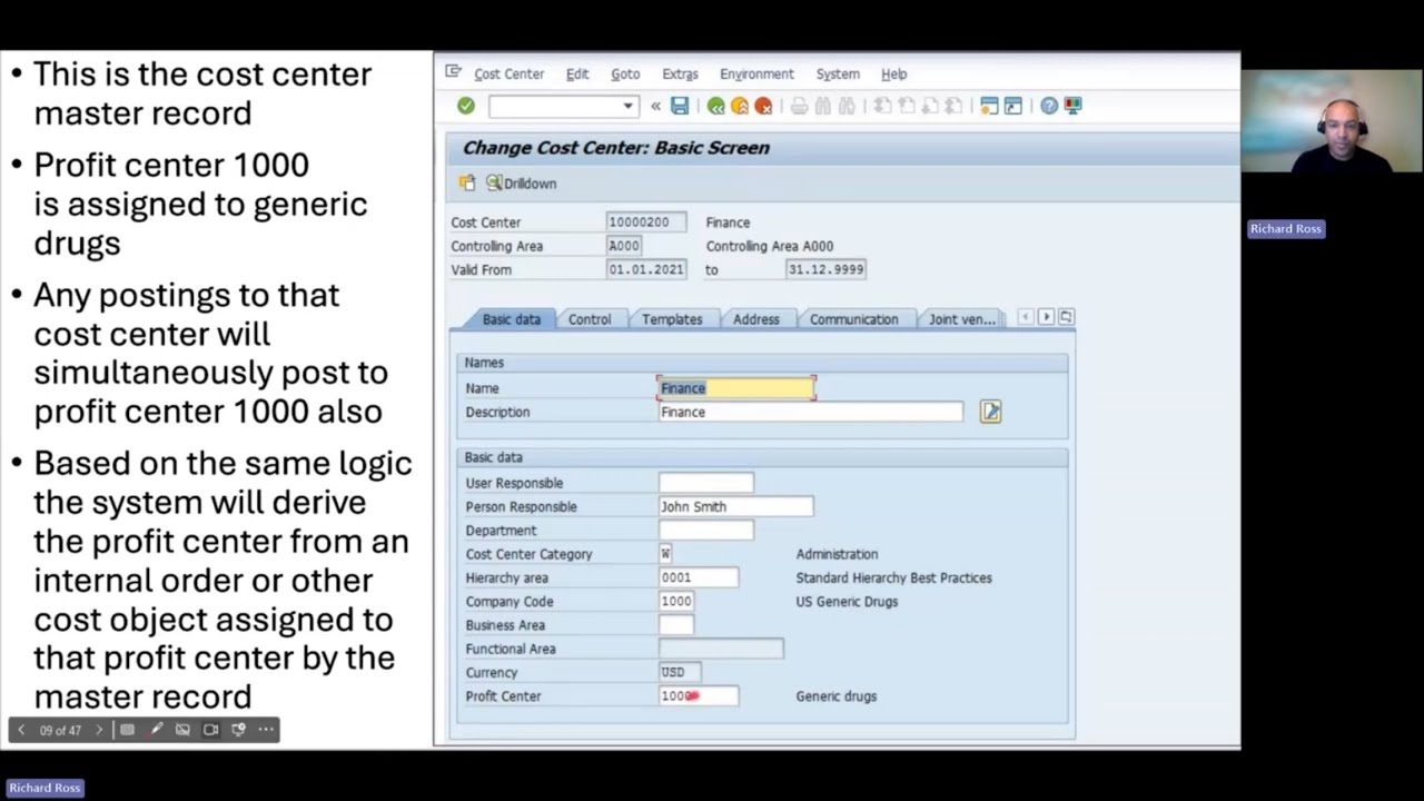 SAP FICO - Profit Center Accounting - Profit Center Derivation ...