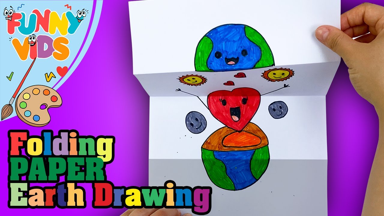 Simple drawing and painting activity with paper fold Earth #drawing # ...