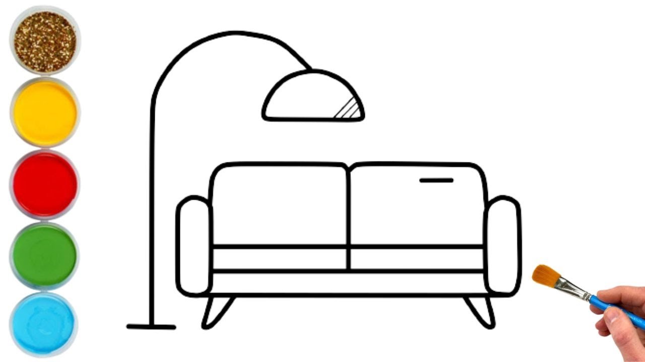 How To Draw Sofa Painting and Coloring For Kids and Toddlers | Easy ...