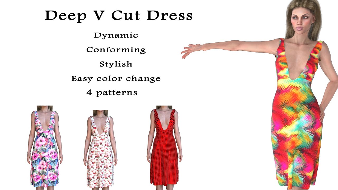 Character Creator & iClone - Deep V Cut dress - YouTube