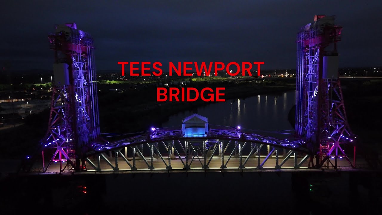Tees Newport Bridge At Night 4K Footage - YouTube