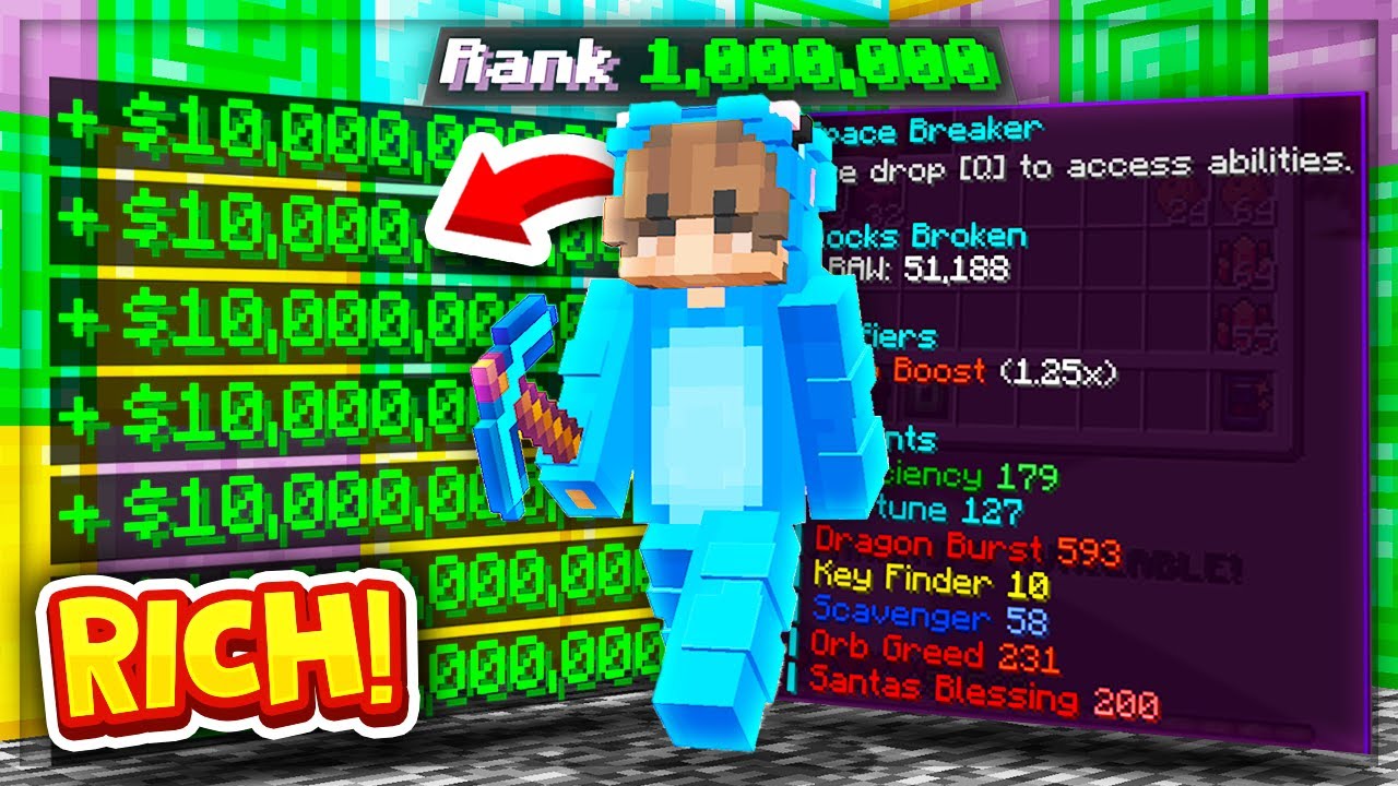INSANE GODLY MONEY PICKAXE MAKES BILLIONS on BEST MINECRAFT SERVER ...