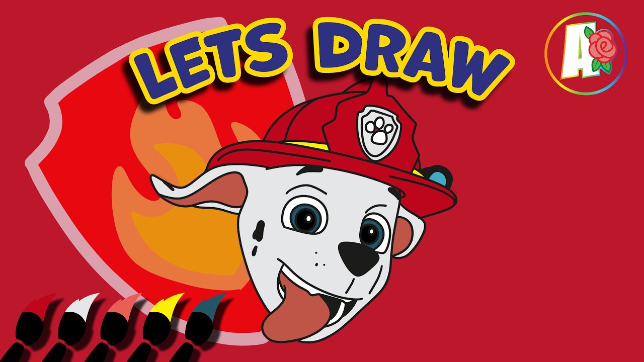 How to Draw Marshall from the Paw Patrol Step by Step and Coloring ...