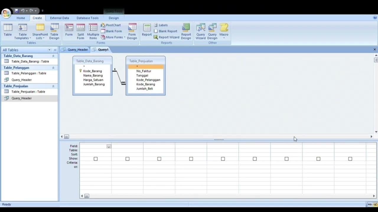 tutorial database penjualan dengan Microsoft access 2007 - YouTube