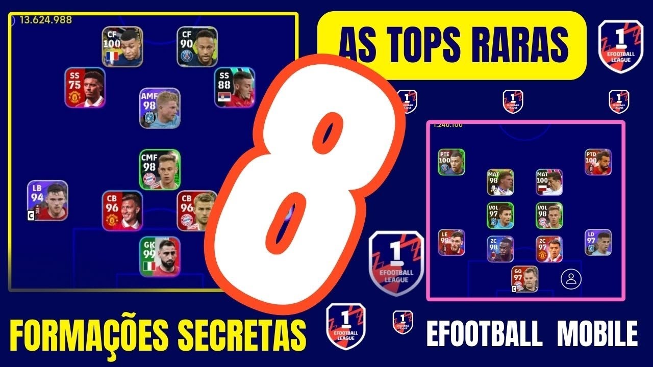 EFOOTBALL 2023 MOBILE - FORMAÇÕES SECRETAS ATUALIZADAS SUPER RAS ...
