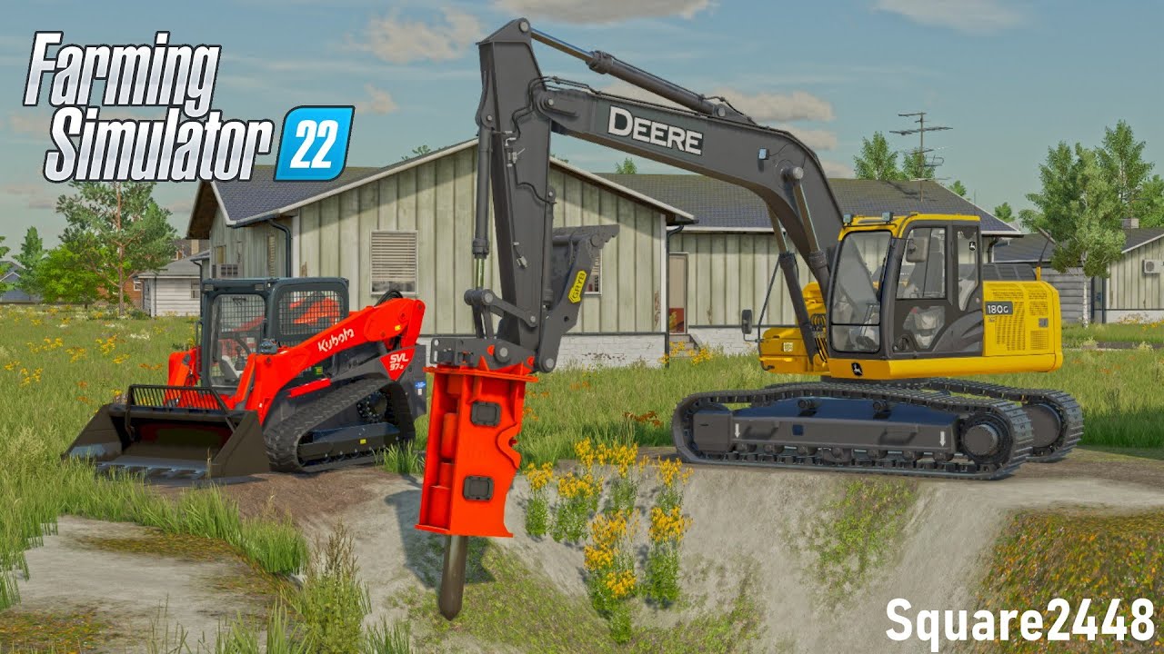 Removing An OLD Concrete Swimming Pool! | FS22 Landscaping - YouTube