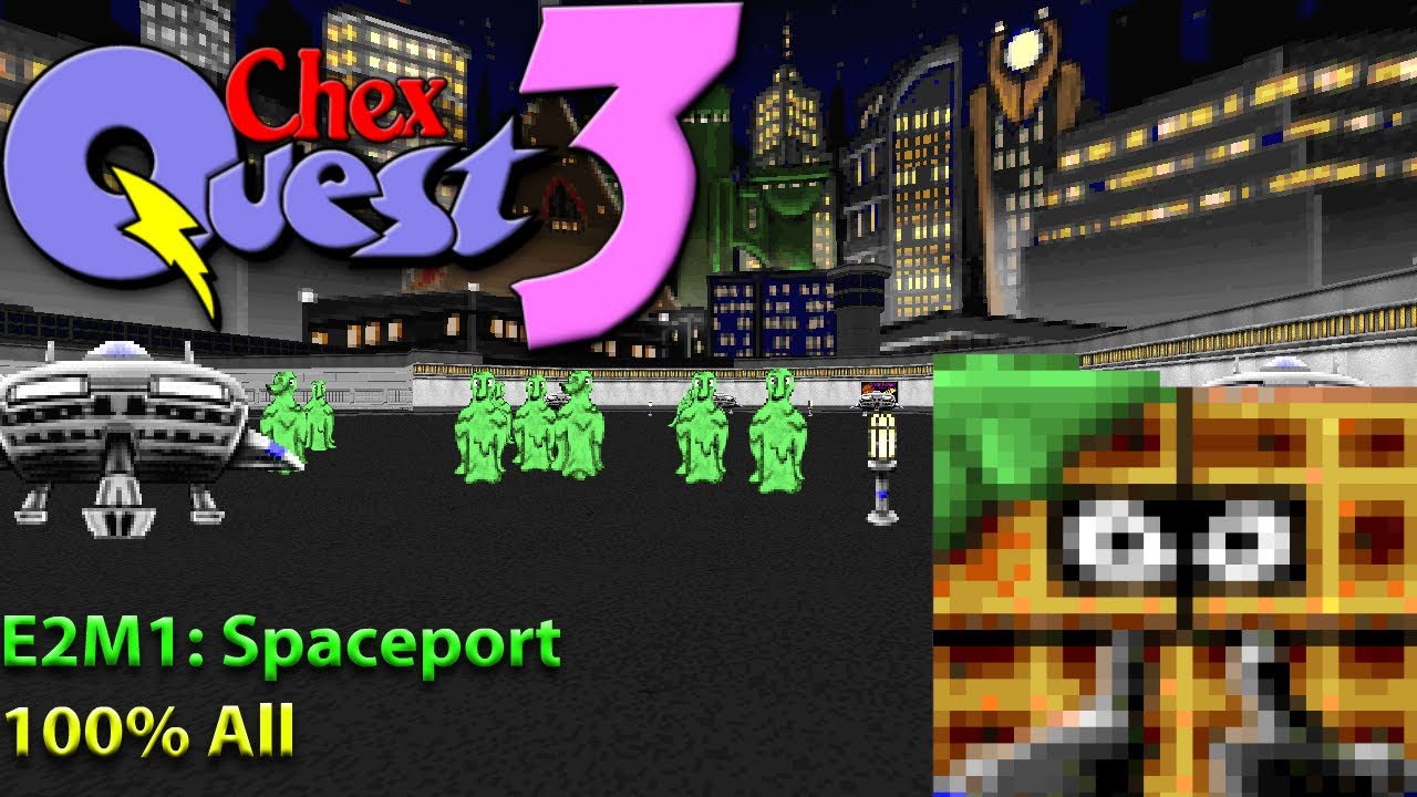 Chex Quest 3 (ZDoom) Walkthrough - E2M1: Spaceport [100% All] - YouTube