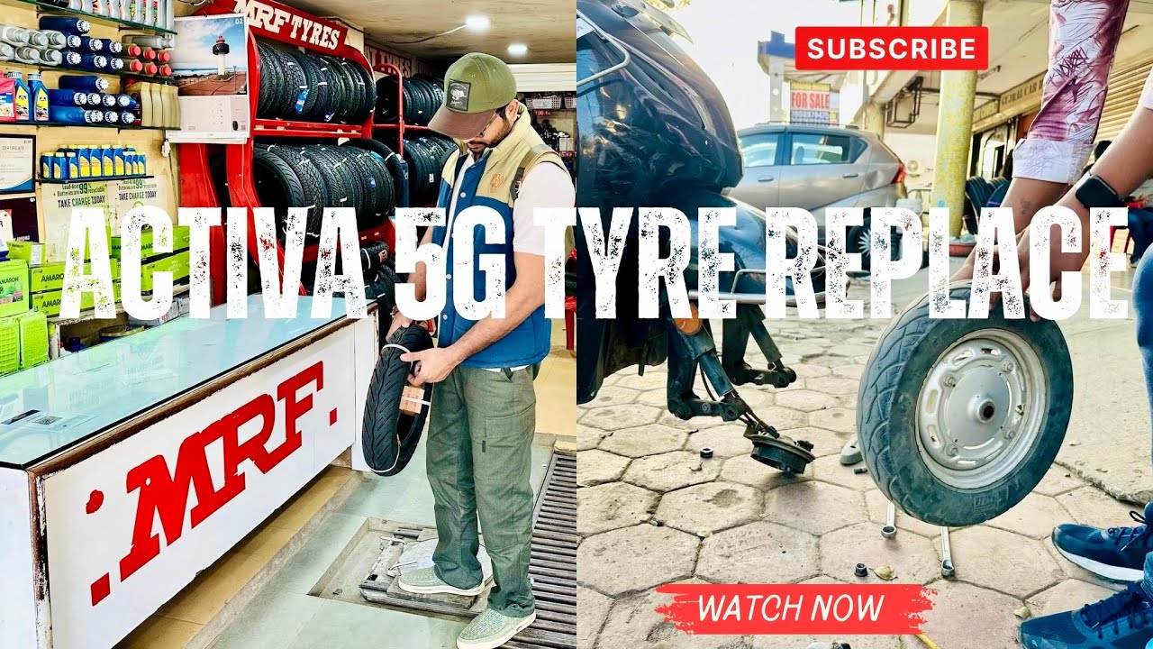 Activa 5G Ka Front Tyre Change Karna Pada | MRF Tyre lagvaya Activa 5G ...