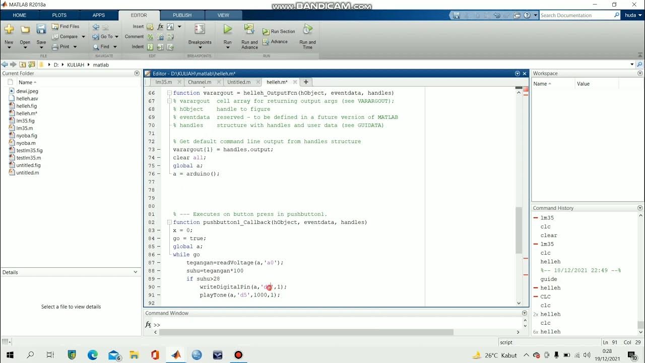 SENSOR SUHU MENGGUNAKAN LM35 DENGAN ARDUINO BERBASIS MATLAB GUI - YouTube
