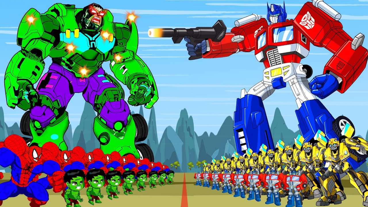 HULK ROBOTS vs OPTIMUS TRANSFORMERS 2D Vs. GODZILLA KONG: Robot Car ...