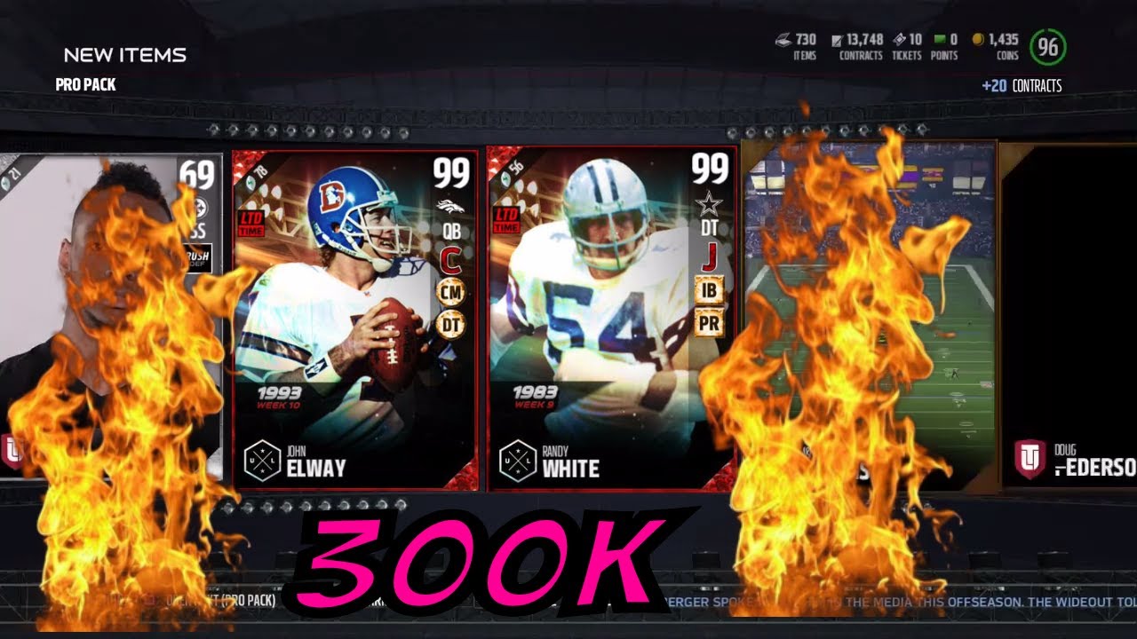 99 ELWAY AND 99 WHITE! 300K PACK OPENING! MADDEN 17 ULTIMATE TEAM PACK ...