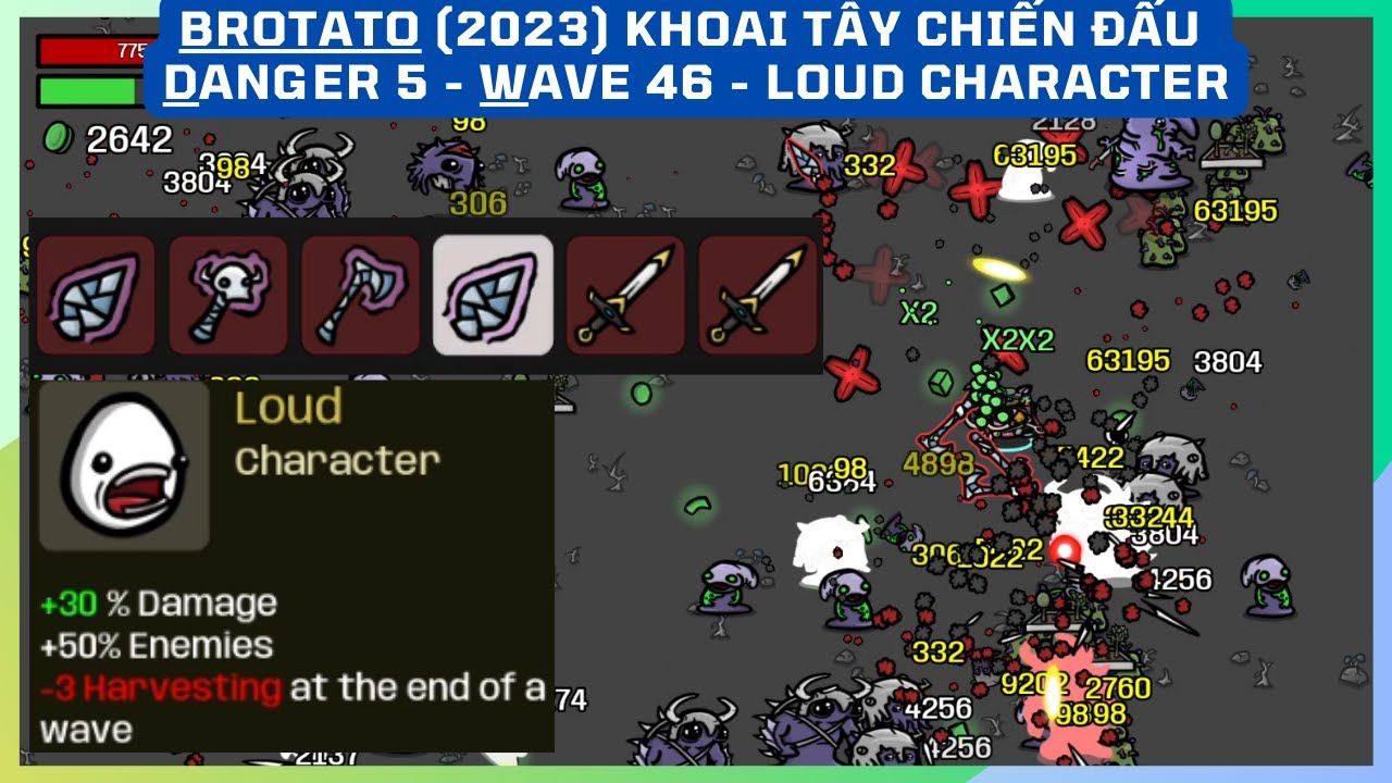 Brotato (2023) Loud, W46, D5, Endless Mode, Ethereal Weapon Và 2 kiếm ...