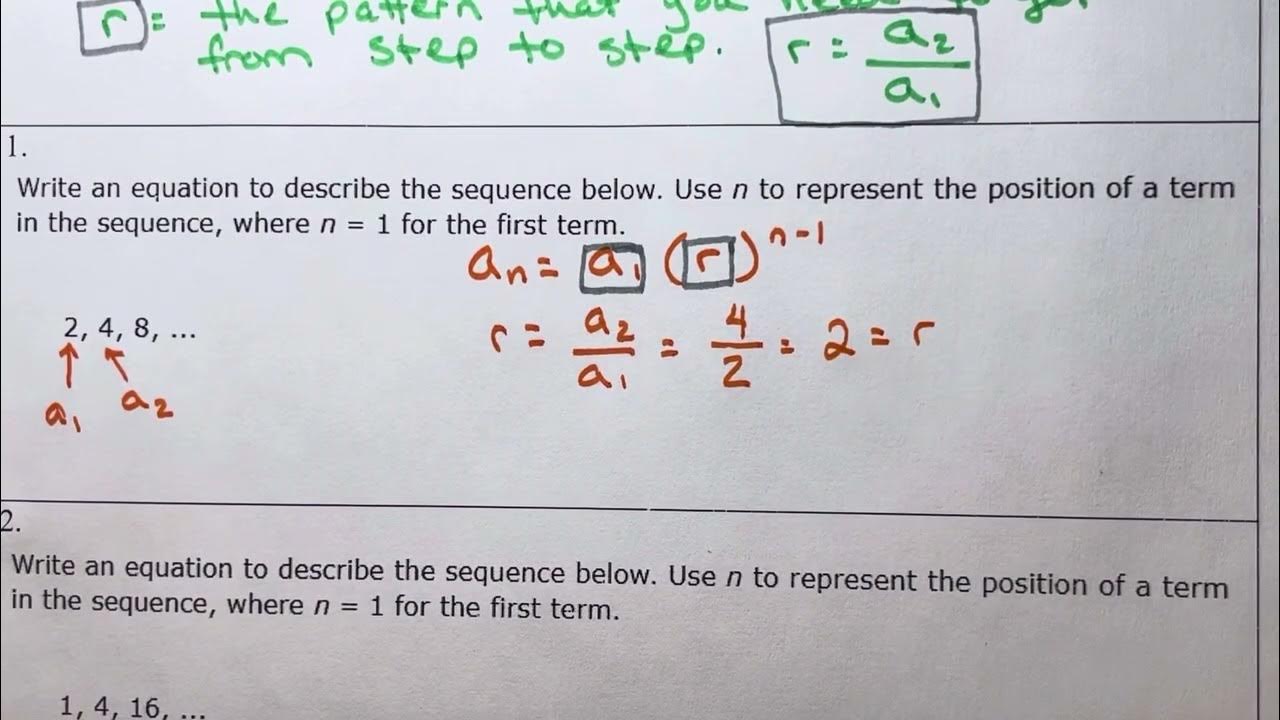 Write Variable Expressions for Geometric Sequences (Example 1) - YouTube