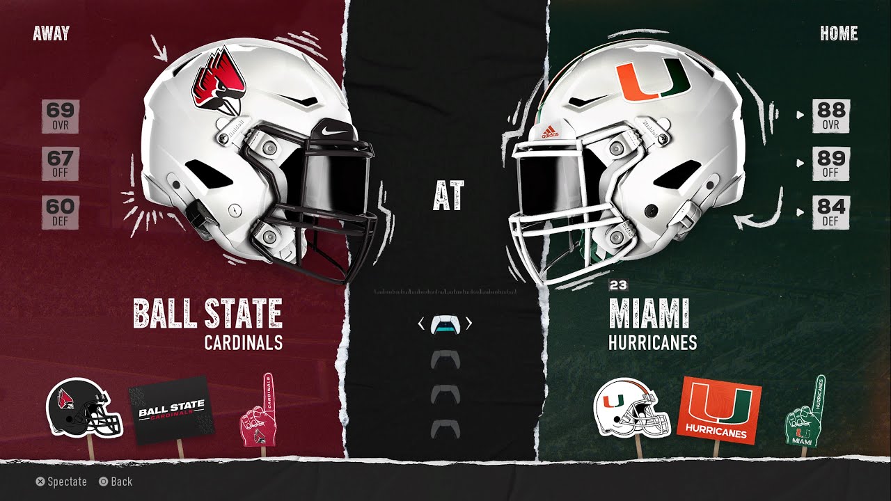 Ball State vs Miami Week 3 Simulation 2024 Season - College football 25 ...