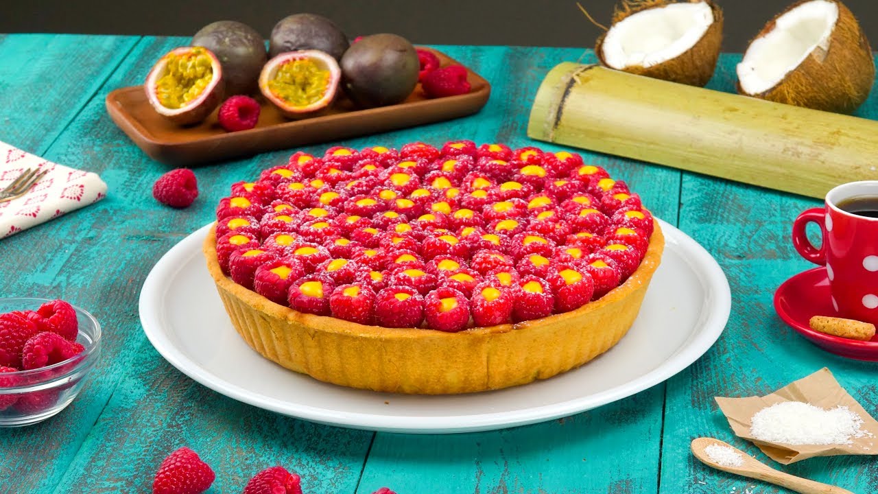 Raspberry Coconut Cake Filled With Passion Fruit Cream - YouTube