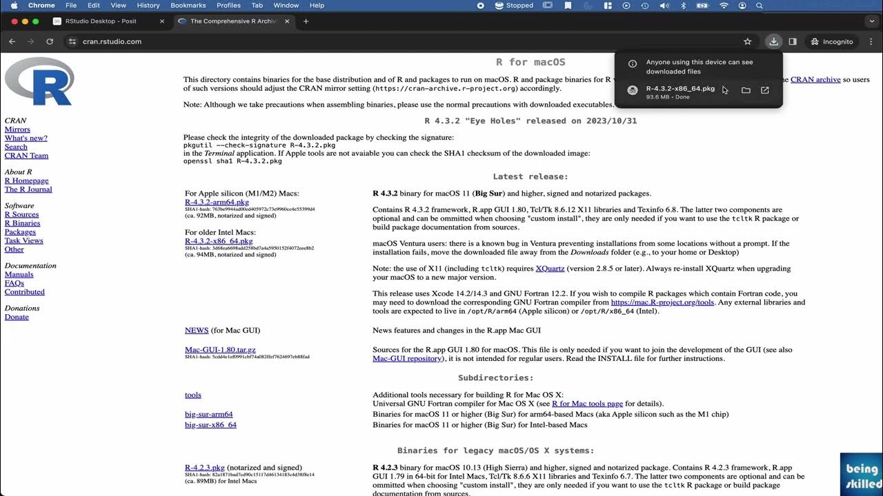 How to install R & R Studio on macOS MacBook Pro? #rtutorial - YouTube