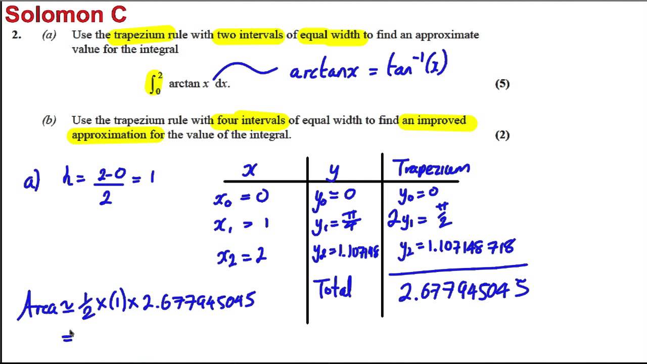 The Trapezium Rule Exam Style Question 1 - YouTube