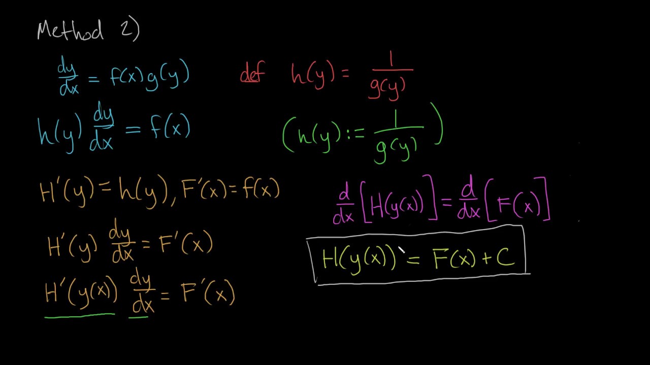 Differential Equations: Separable DEs Example 1 - YouTube