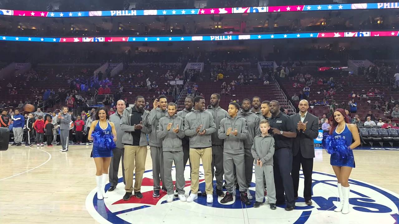 Sixers Honor Men's Basketball Champions - YouTube
