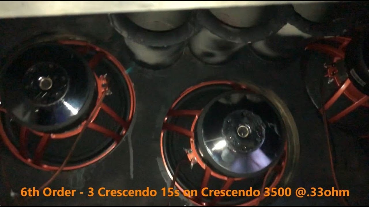 3 Crescendo 15s 6th Order on Crescendo 3500 @.33 Ohm - YouTube