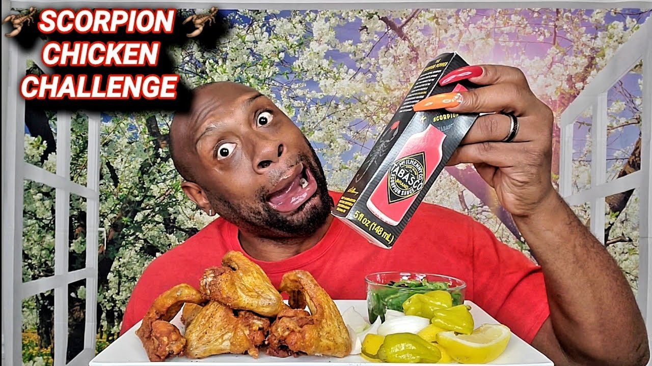 SCORPION CHICKEN CHALLENGE BY XTINA GRUBZ ... CHICKEN WING MUKBANG 먹방 ...