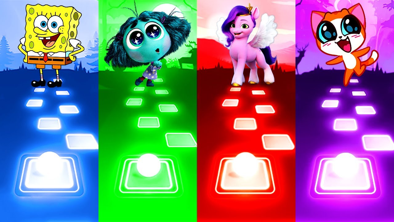 SpongeBob Vs Inside Out 2 Vs My Litlle Pony Vs Purr-Purr | Tiles Hop EDM Rush! - YouTube