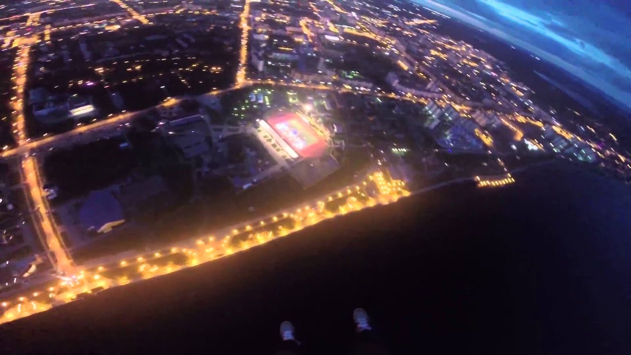 Night parachute jump - YouTube