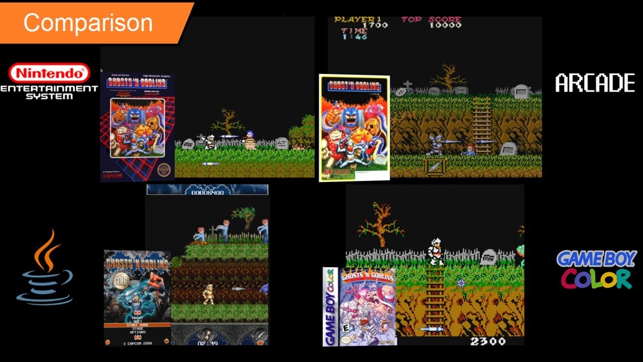 Ghosts 'n goblins (NES vs Arcade vs Java ME vs GBC) comparison - YouTube
