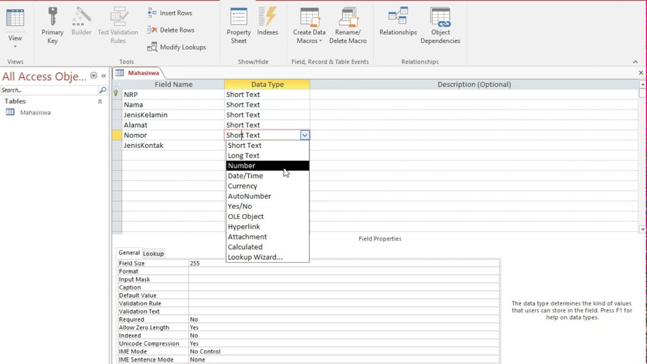Access - Introduction to Table (part 1) - YouTube