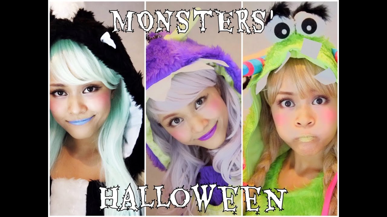 3 Halloween Looks with WIGS : MONSTERS! - YouTube