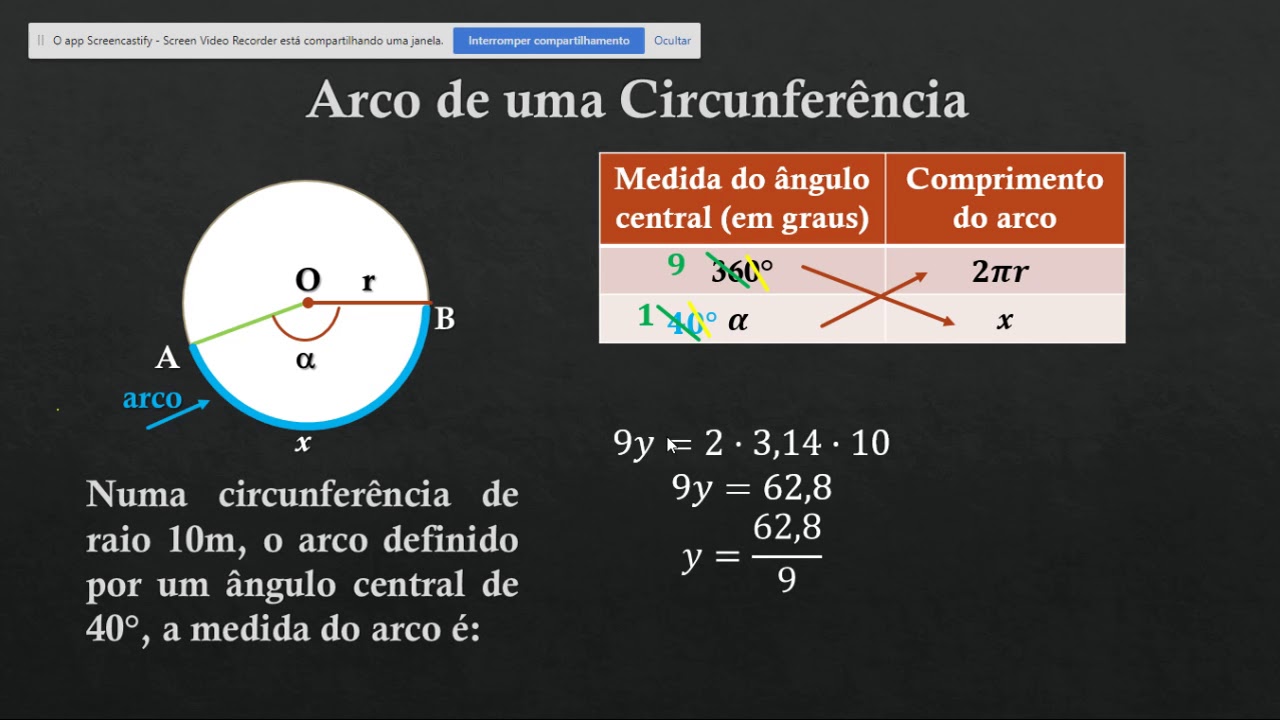 Circunferência e Círculo: Medida do arco, Área do setor circular e Área ...
