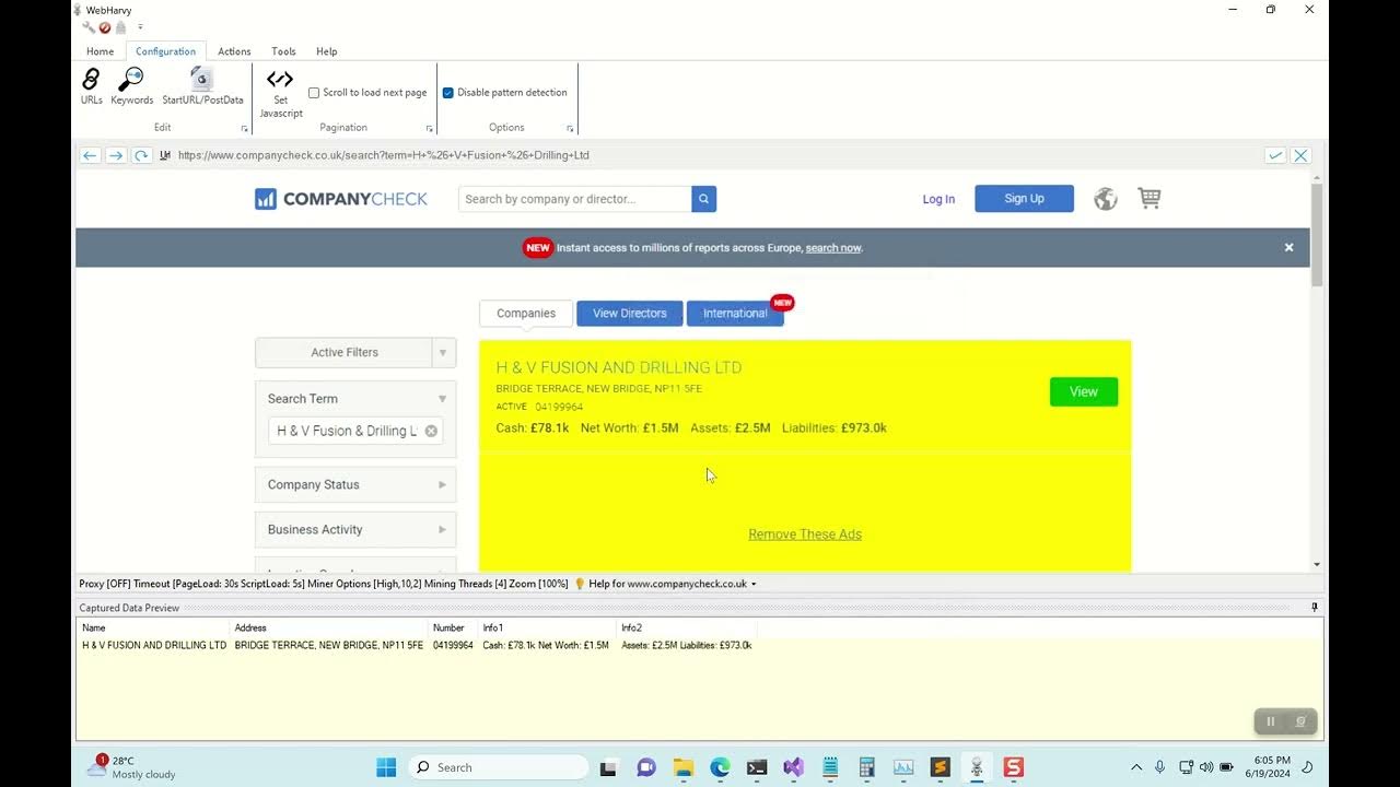 Scrape www.companycheck.co.uk Company Data using WebHarvy - YouTube
