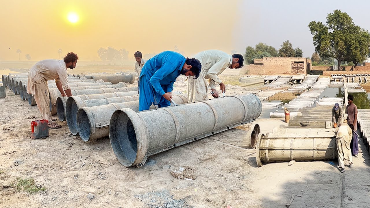 Complete Process Of Making Concrete Cement Water Pipe || Manufacturing ...