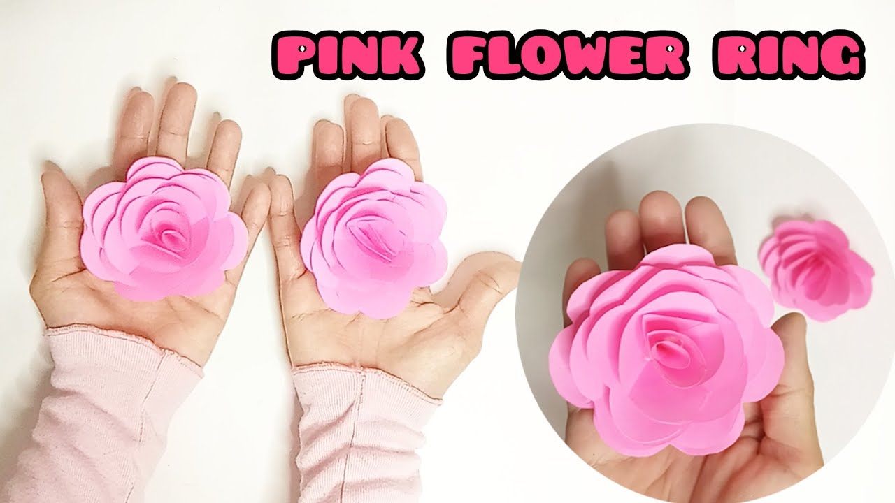 DIY JISOO'S PINK FLOWER RING || CARA MUDAH MEMBUAT BUNGA DARI KERTAS ...