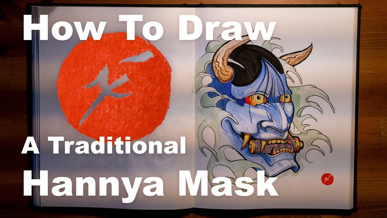 [ASMR] Alex Makes: a traditional Japanese Hannya mask drawing - YouTube