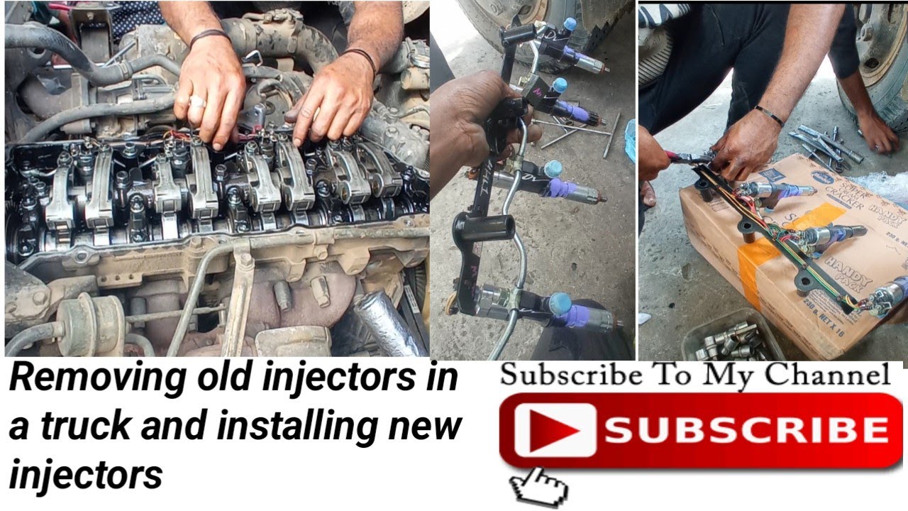 Removing old injectors in a truck and installing new injectors ( isuzu ...