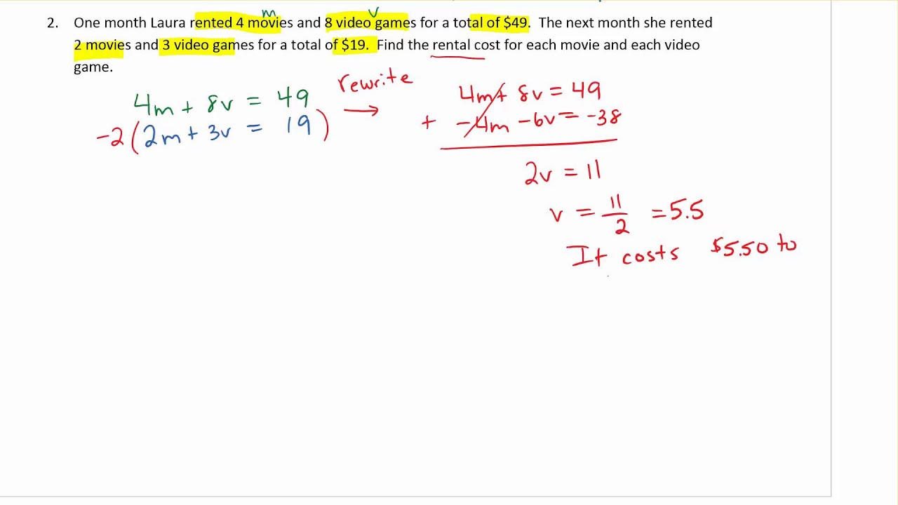 Word Problems-Systems of Equations #2 - YouTube