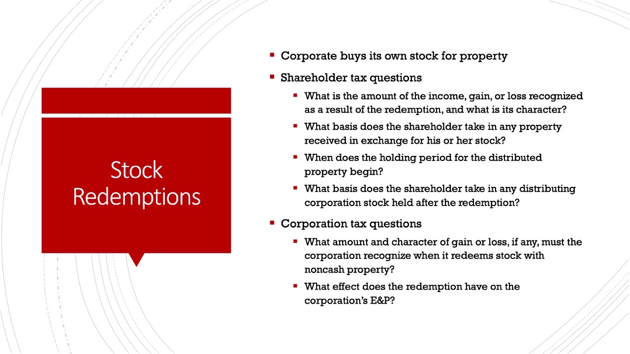 Stock distributions & redemptions - YouTube
