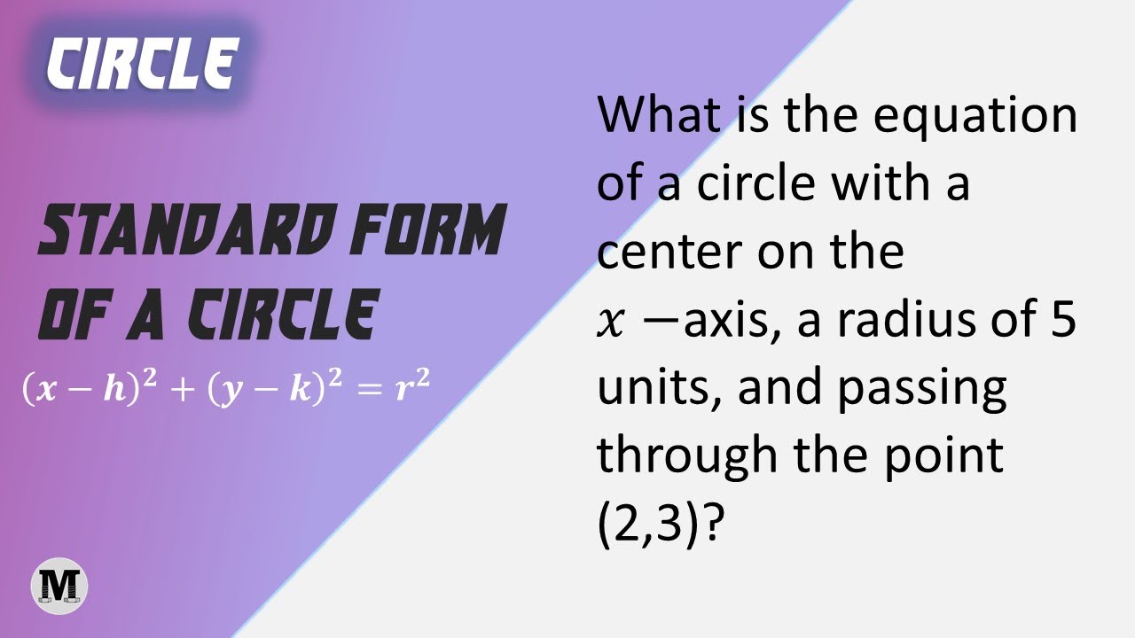 1.20 | Circle | Standard Form Of A Circle - Worked Out Problem - YouTube